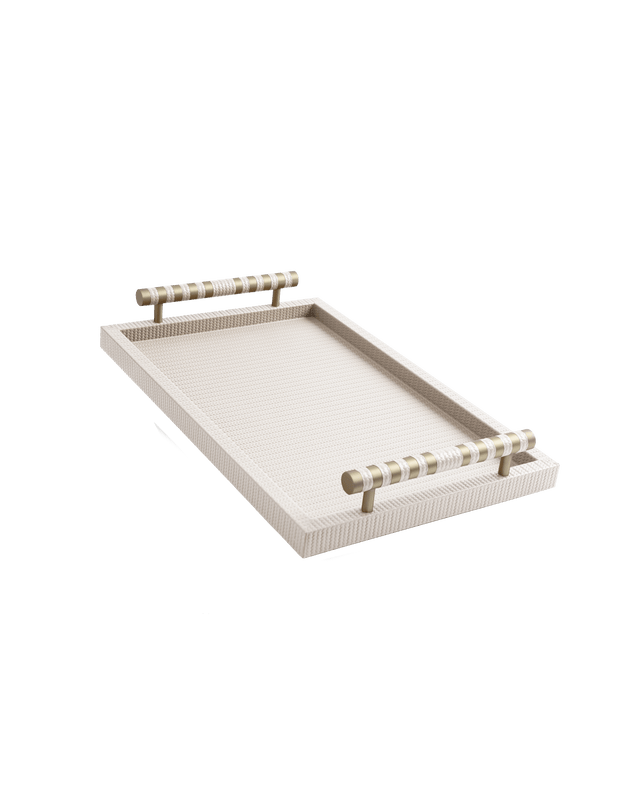 Cream Rectangular tray With Satin Brass Handles – Maison SIA