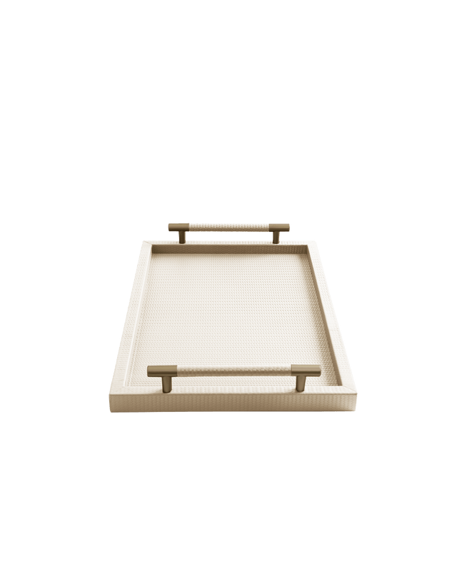 Cream Rectangular tray With Satin Gold Handles – Maison SIA