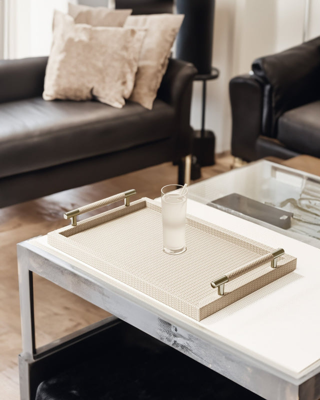 Cream Rectangular tray With Satin Gold Handles – Maison SIA
