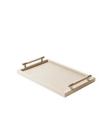 Cream Rectangular tray With Satin Gold Handles – Maison SIA