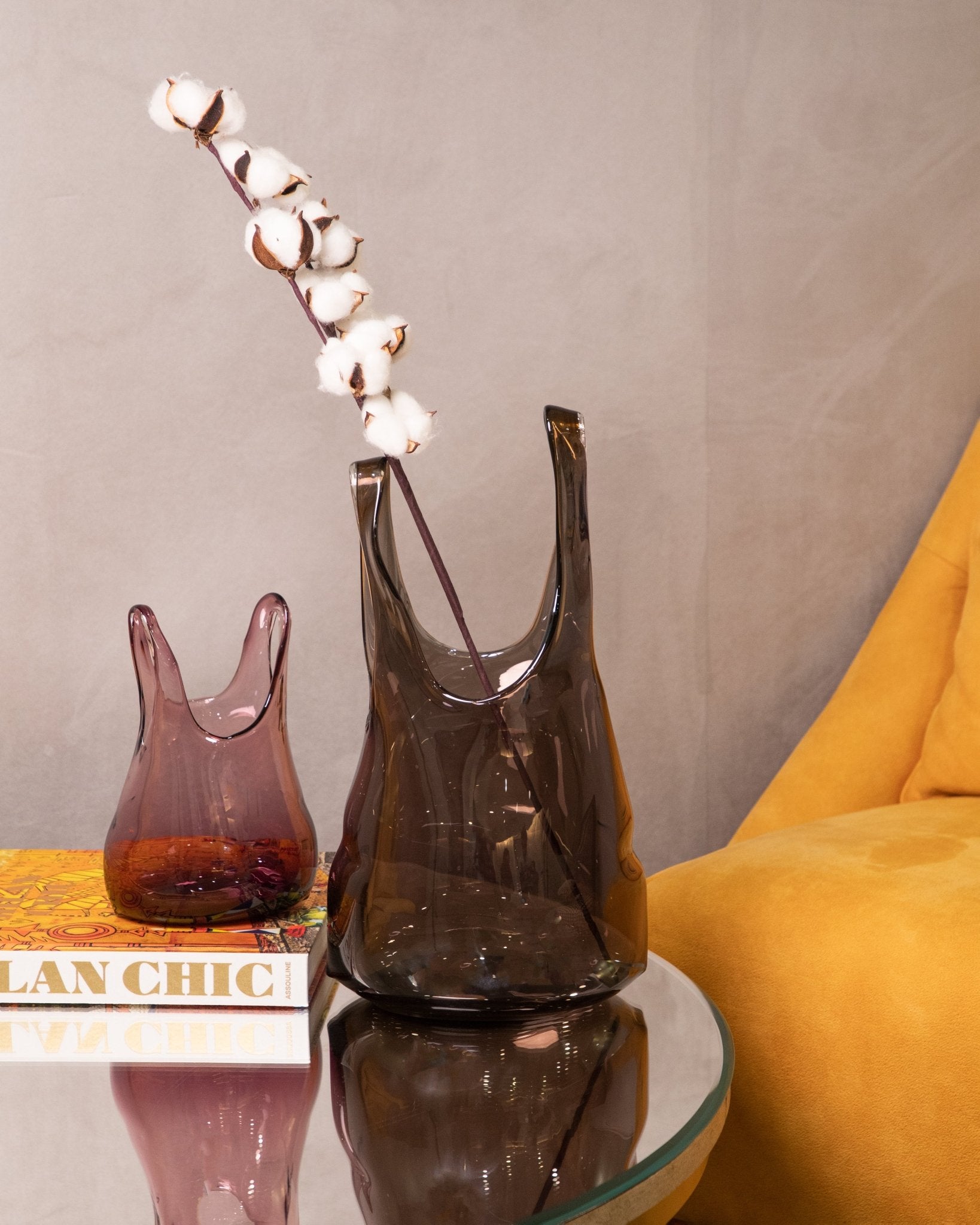 Venture into the Charms of the Sas- Glass Bag in Light Smokey Grey ...