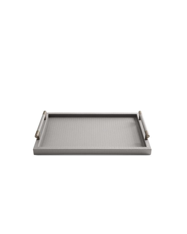 Light Grey Rectangular tray With Satin Gold Handles – Maison SIA