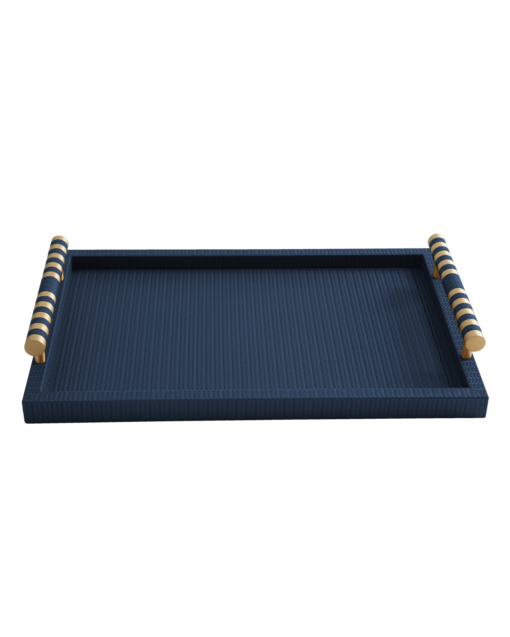 Navy Blue Rectangular tray With Chrome Brass Handles – Maison SIA