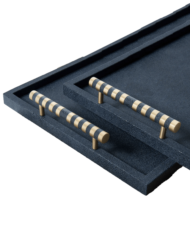 Navy Blue Rectangular tray With Chrome Brass Handles – Maison SIA