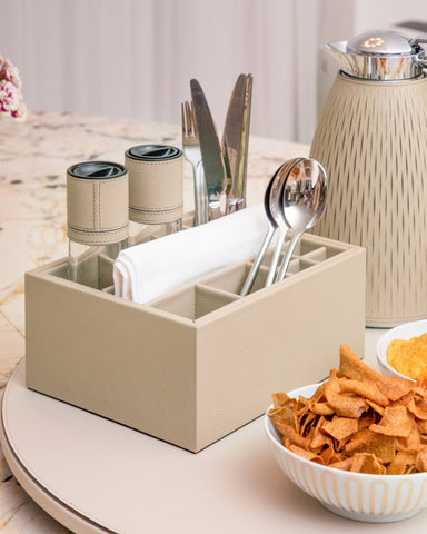 Elevate Your Dining Experience with Our Cream Leather Tabletop ...